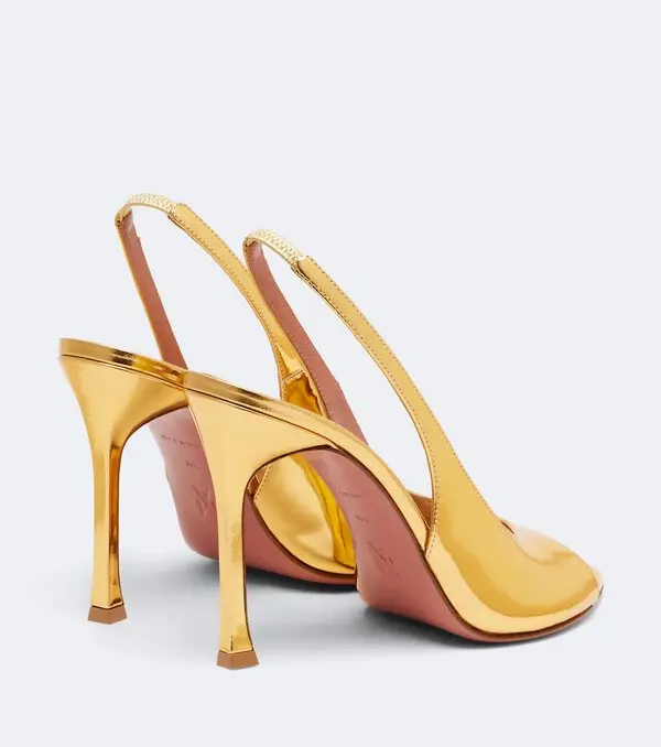 Amina Muaddi Alexa Mirrored Leather Slingback Sandals