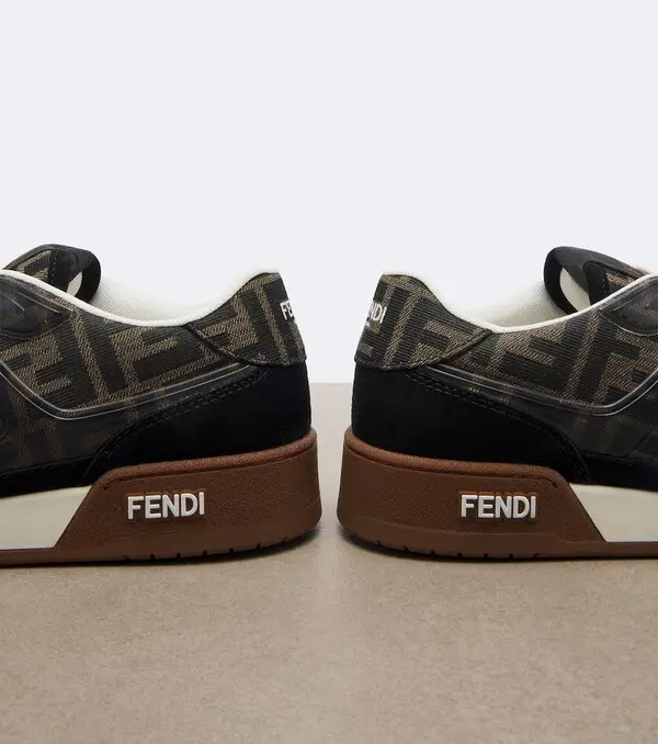 Fendi Match Jacquard Suede-trimmed Sneakers