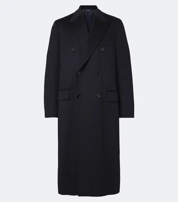 Dolce & Gabbana Double-breasted Virgin Wool Crêpe Coat - Blue