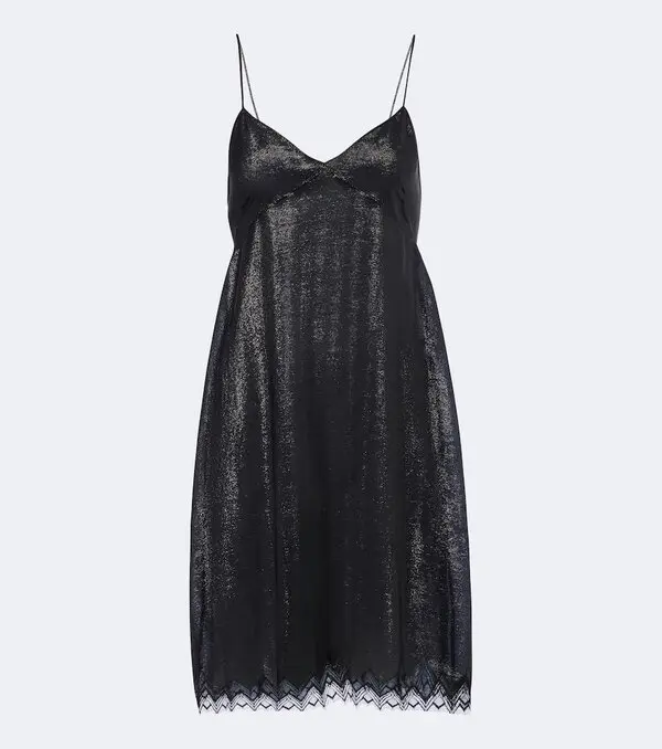 TOM FORD Embellished Lace-trimmed Silk-blend Minidress - Black
