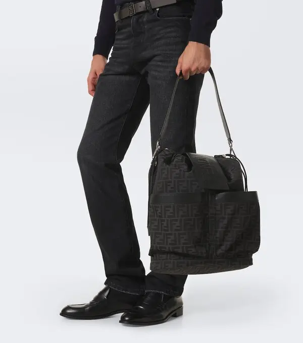 Fendi Strike Ff Zucca Leather-trimmed Backpack