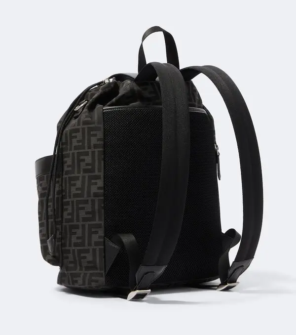 Fendi Strike Ff Zucca Leather-trimmed Backpack