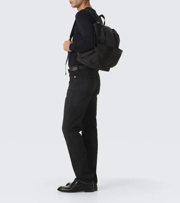 Fendi Strike Ff Zucca Leather-trimmed Backpack