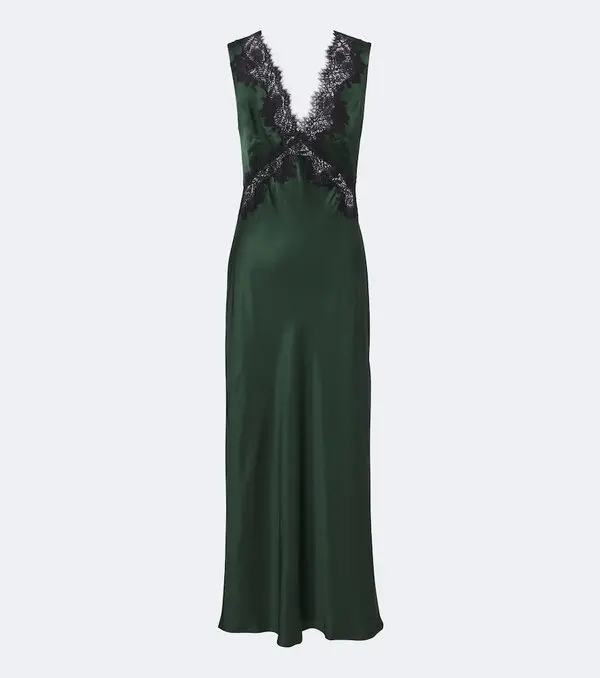 Rixo Lysandra Lace-trimmed Satin Midi Dress