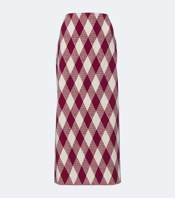 Oscar De La Renta Argyle Wool-blend Pencil Skirt - Burgundy