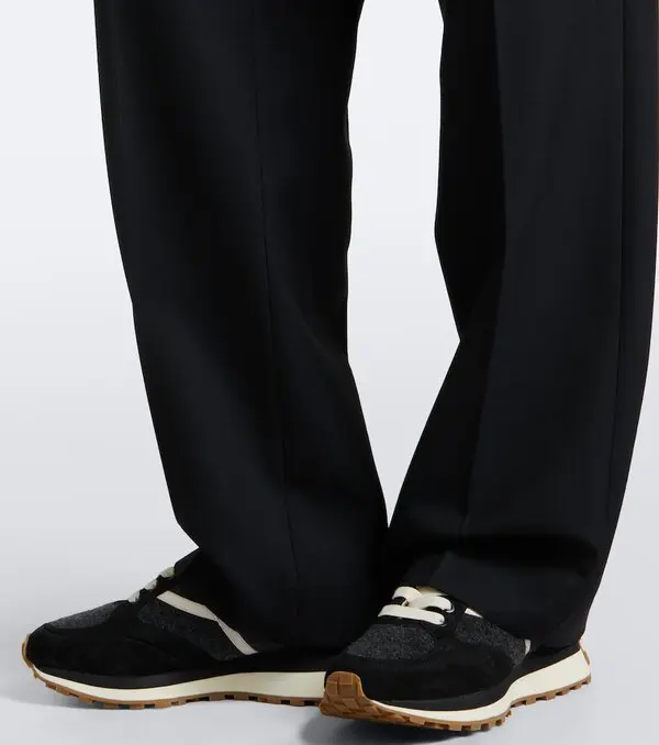 Veronica Beard Valentina Suede-trimmed Sneakers - Black