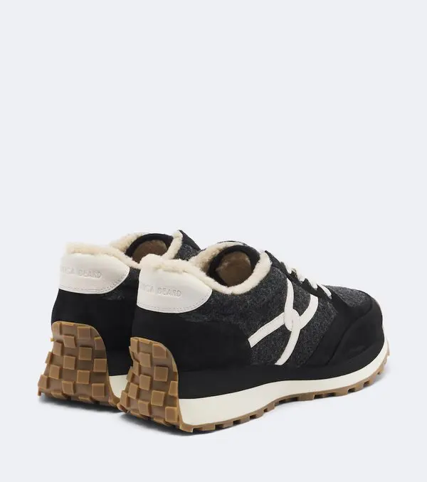 Veronica Beard Valentina Suede-trimmed Sneakers - Black