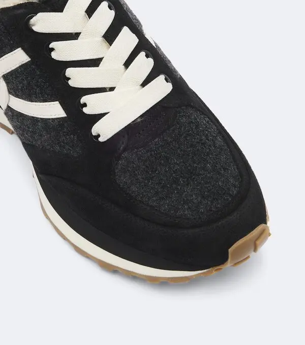 Veronica Beard Valentina Suede-trimmed Sneakers - Black