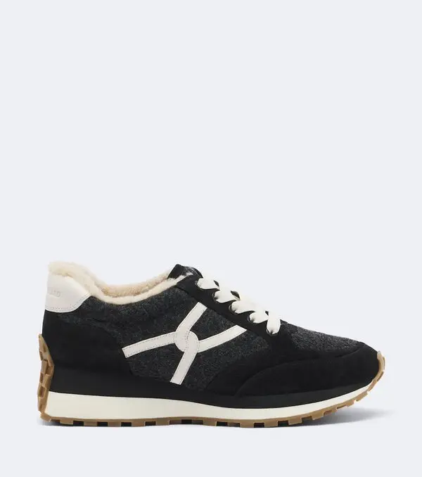 Veronica Beard Valentina Suede-trimmed Sneakers - Black