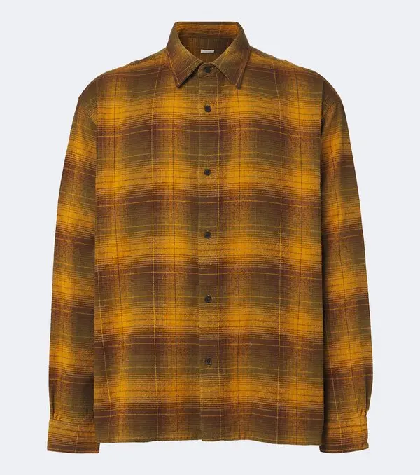 A.PRESSE Checked Cotton And Silk Twill Shirt - Yellow