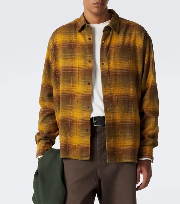 A.PRESSE Checked Cotton And Silk Twill Shirt - Yellow