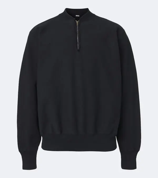 A.PRESSE Cotton Zip-up Sweater - Black