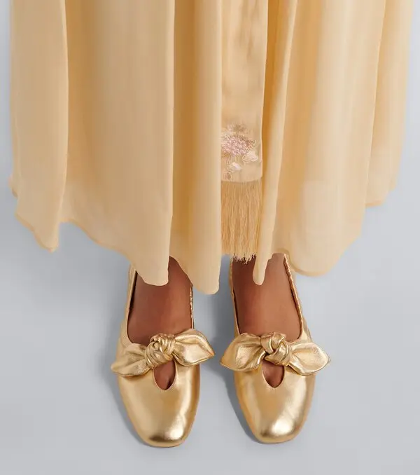 Zimmermann Carousel Metallic Leather Ballet Flats