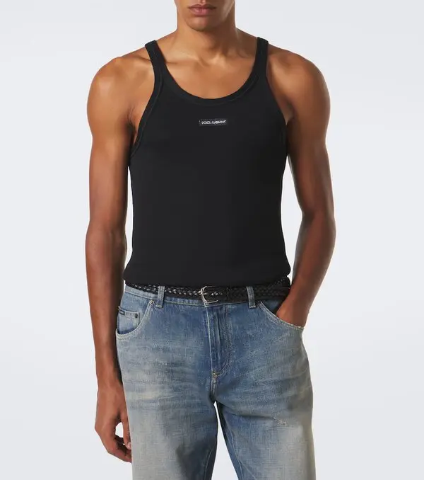 Dolce & Gabbana Logo Ribbed-knit Cotton Tank Top