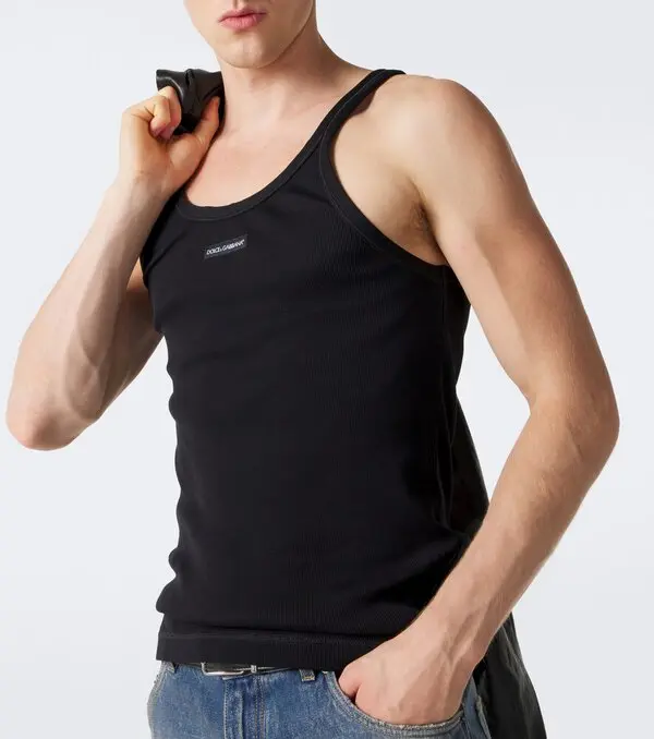 Dolce & Gabbana Logo Ribbed-knit Cotton Tank Top