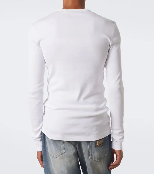 Dolce & Gabbana Logo Ribbed-knit Cotton Henley Shirt