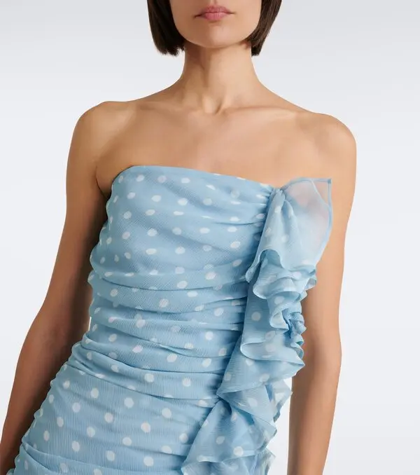 Nina Ricci Polka-dot Silk Bustier Dress