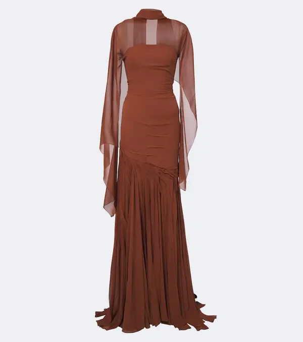MARMAR HALIM Draped Georgette Bustier Gown