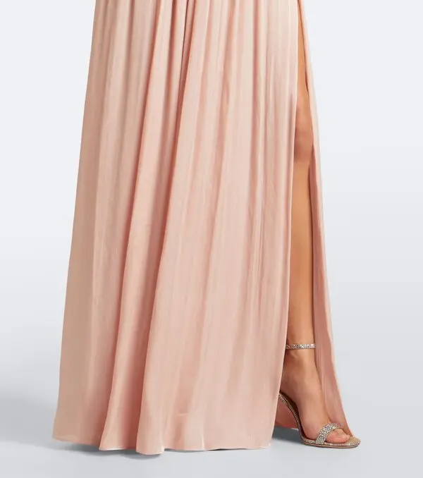 Costarellos Avalia Draped Embellished Georgette Bustier Gown