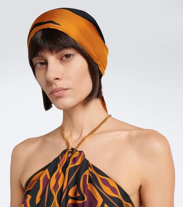 Emilio Pucci Fiamme Silk Twill Head Wrap