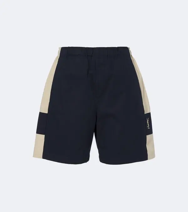 Saint Laurent Logo Cotton Shorts