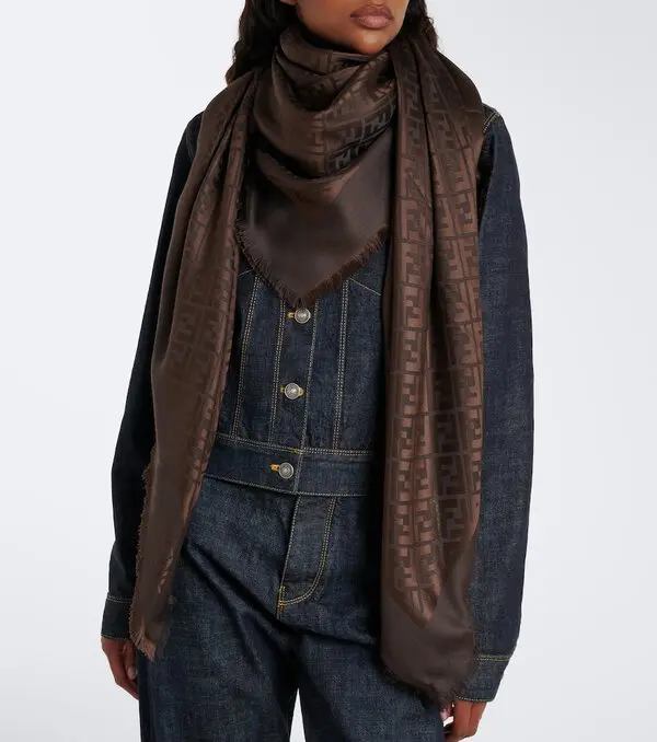 Fendi Ff Silk And Wool Shawl