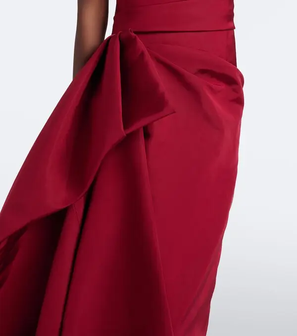 Monique Lhuillier Asymmetric Draped Silk Bustier Gown