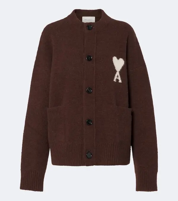 AMI Paris De Coeur Alpaca And Wool-blend Cardigan