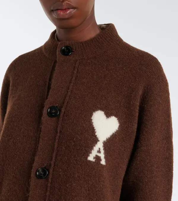AMI Paris De Coeur Alpaca And Wool-blend Cardigan