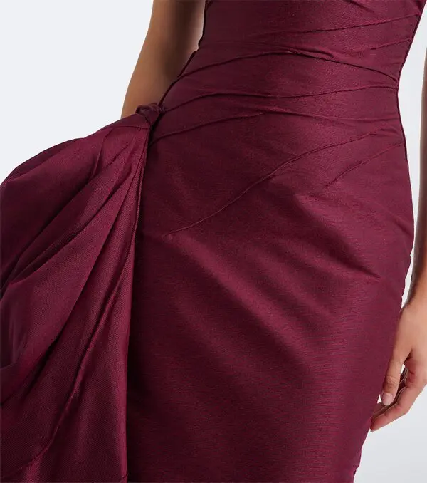 MARMAR HALIM Draped Taffeta Bustier Gown - Purple