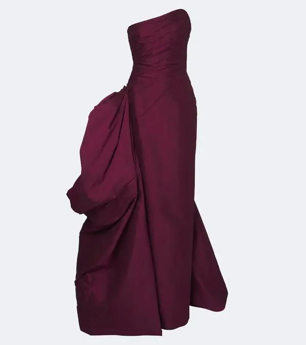 MARMAR HALIM Draped Taffeta Bustier Gown - Purple