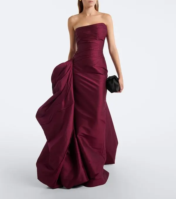 MARMAR HALIM Draped Taffeta Bustier Gown - Purple