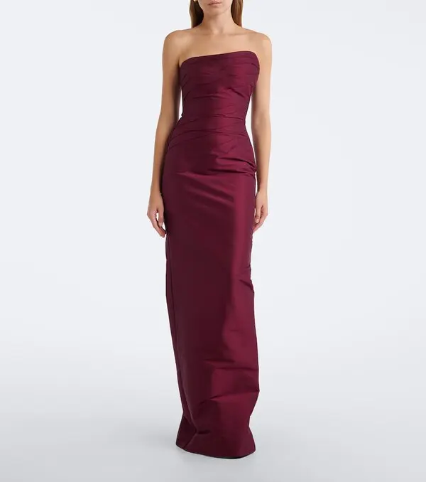 MARMAR HALIM Draped Taffeta Bustier Gown - Purple