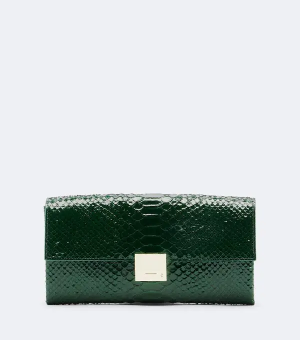 TOM FORD Jean Small Snake-effect Leather Clutch - Green