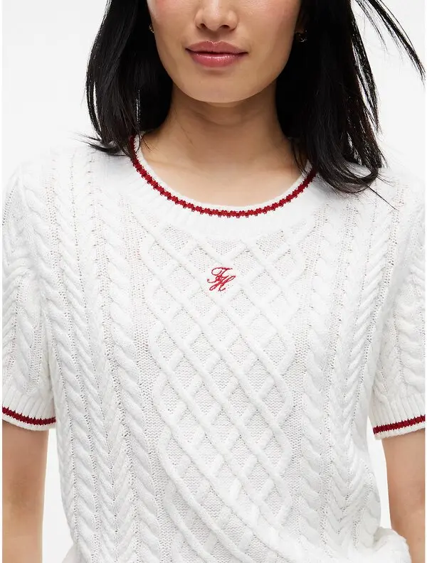 Tommy Hilfiger Short-sleeve Mixed-knit Tipped Sweater