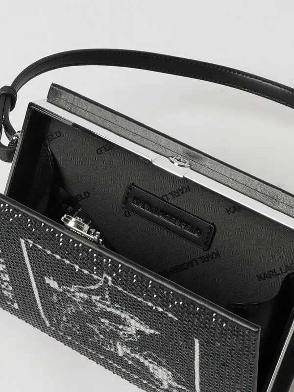 Karl Lagerfeld Rhinestone-embellished Polyurethane Shoulder Bag With Printed Logo