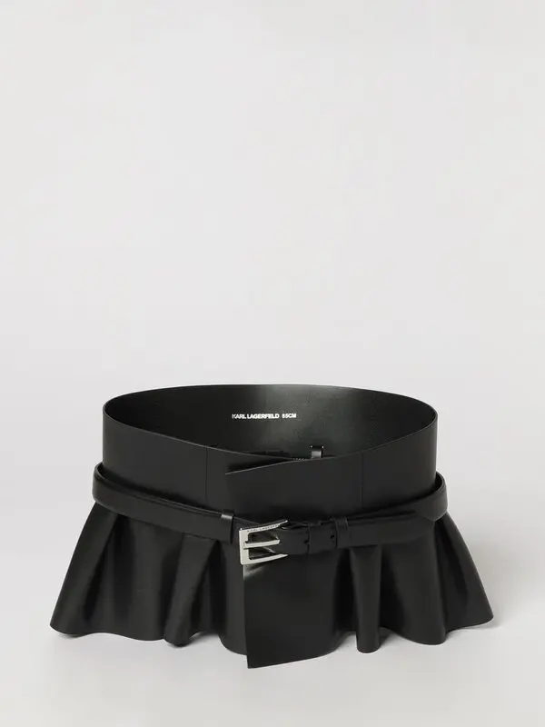 Karl Lagerfeld Smooth Cowhide Bustier Belt With Rouche Appliqu - Black