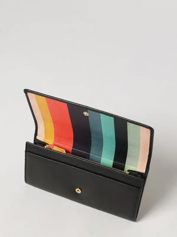 Paul Smith Tri-fold Smooth Leather Purse With Snap Button Closure And Front Logo