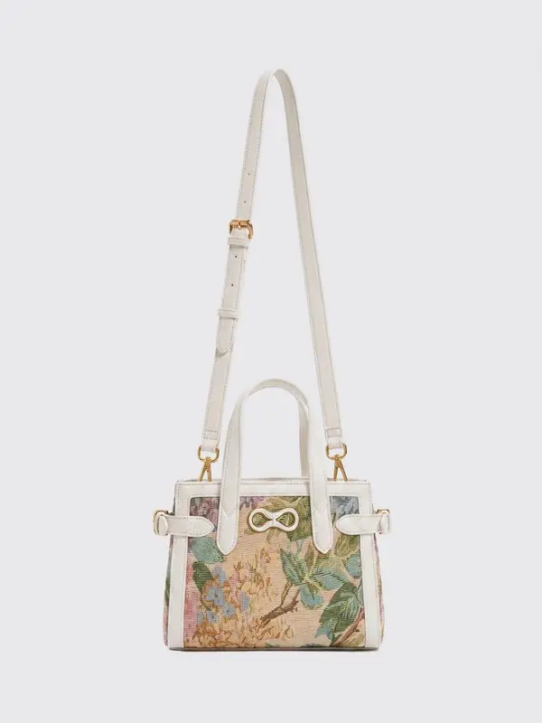 TWINSET Floral Print Canvas Handbag With Double Handle And Crossbody Strap - Multicolor