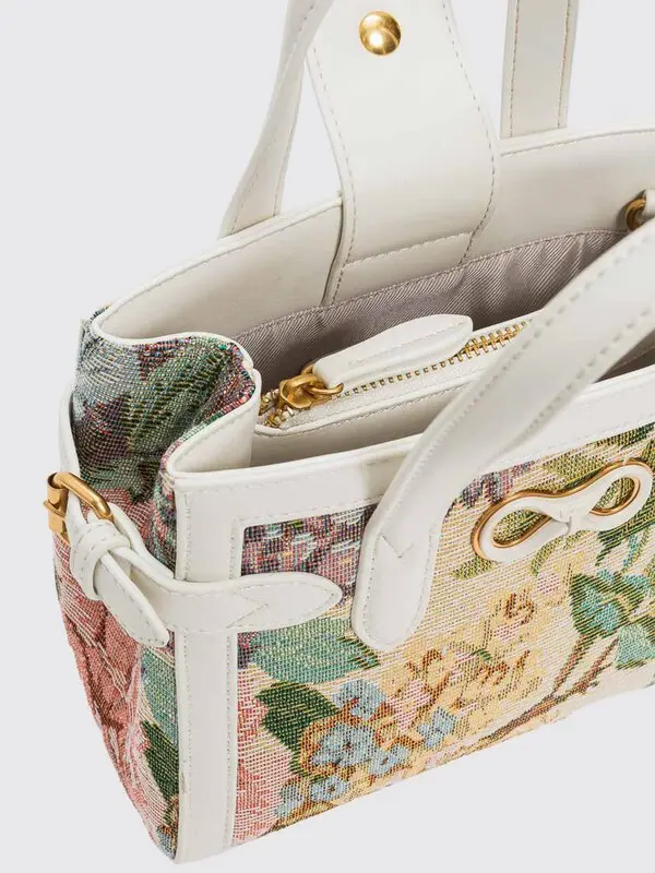 TWINSET Floral Print Canvas Handbag With Double Handle And Crossbody Strap