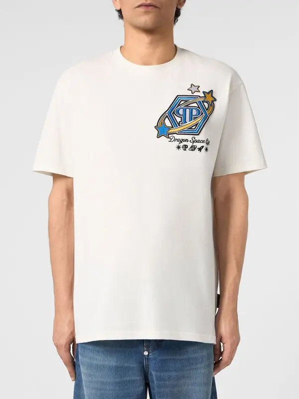 Philipp Plein Cotton T-shirt With Contrasting Hexagon Logo Print