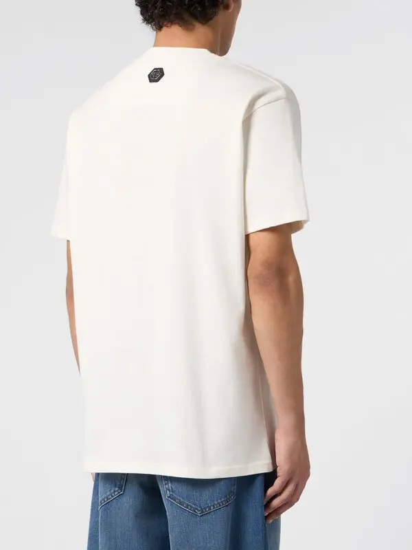 Philipp Plein Cotton T-shirt With Contrasting Hexagon Logo Print