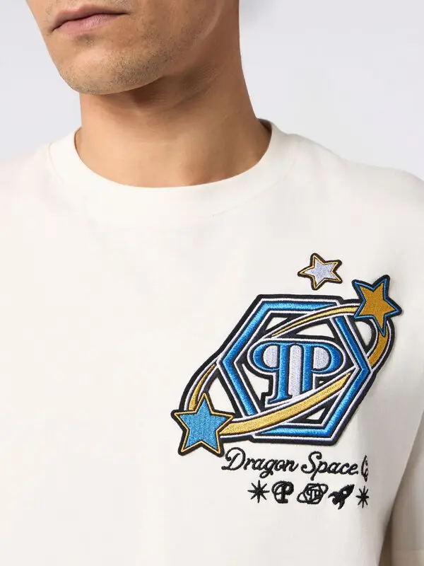 Philipp Plein Cotton T-shirt With Contrasting Hexagon Logo Print