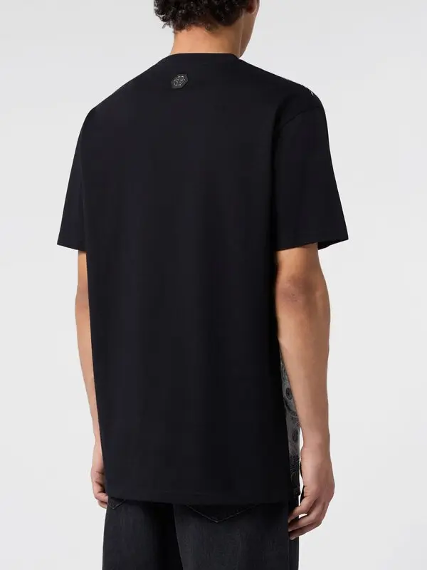 Philipp Plein Crew-neck Cotton T-shirt With Front Skull Graphic Print