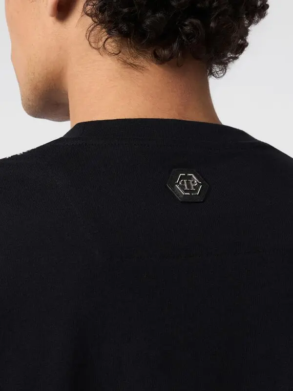 Philipp Plein Crew-neck Cotton T-shirt With Front Skull Graphic Print