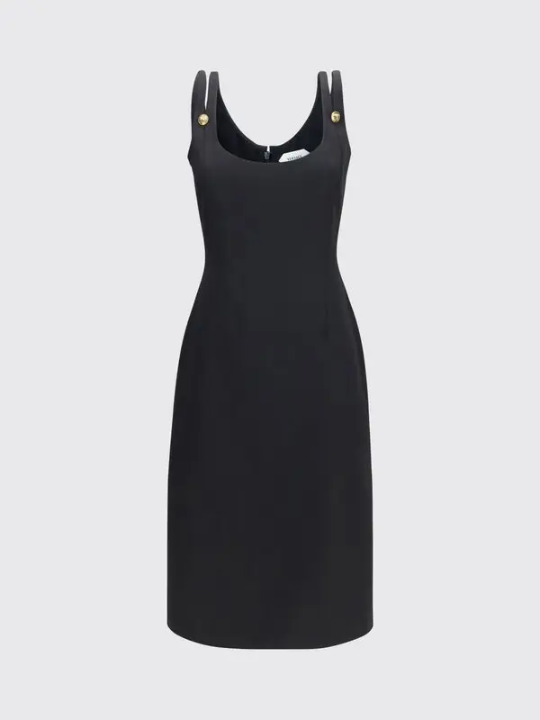 Versace Virgin Wool Cut-out Midi Sheath Dress With Square Neckline