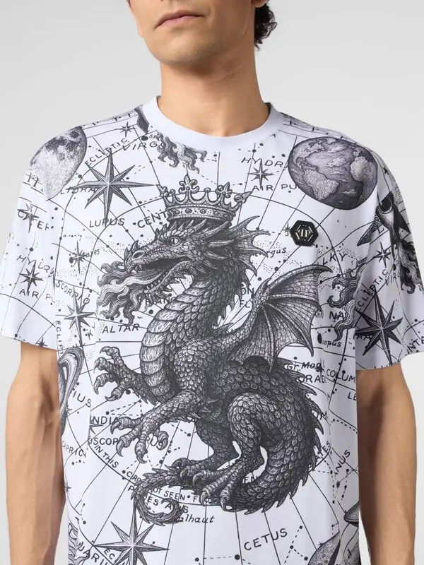 Philipp Plein Cotton T-shirt With Contrasting Front Graphic Print - White