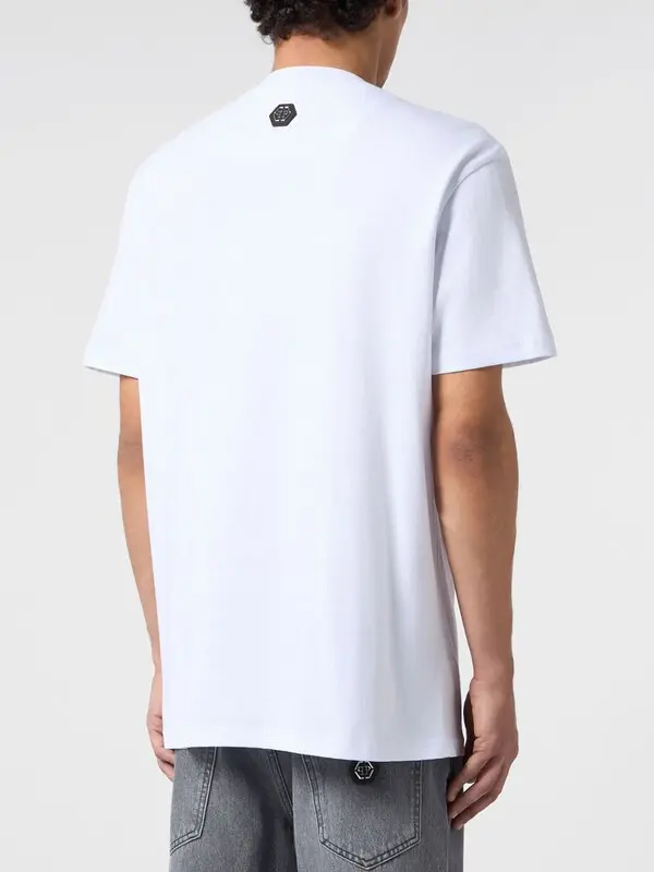 Philipp Plein Cotton T-shirt With Graphic Print And Rhinestones