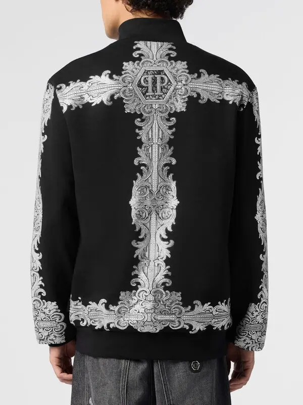 Philipp Plein Baroque Stones Zip-up Sweatshirt With Baroque Print And High Neck
