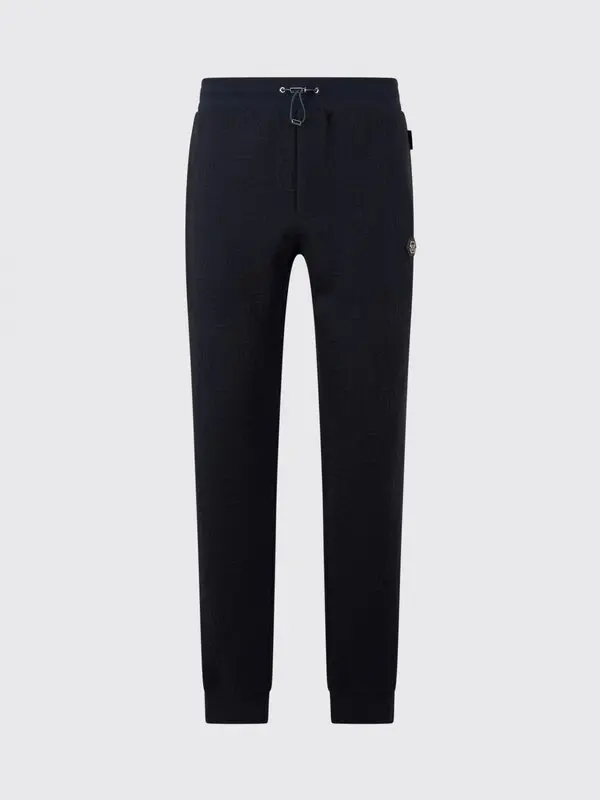 Philipp Plein Jersey Jogging Trousers With Drawstring And Jacquard Hexagon Logo - Blue